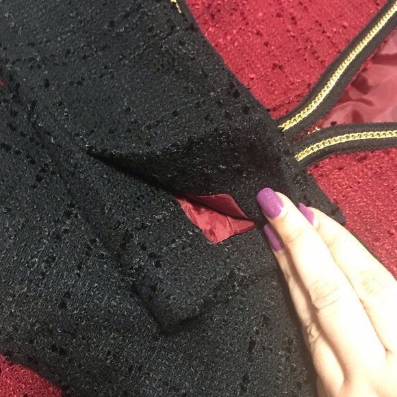 Mango | Jackets & Coats | Mango Tweed Deep Red Gold Blazer Jacket S ...